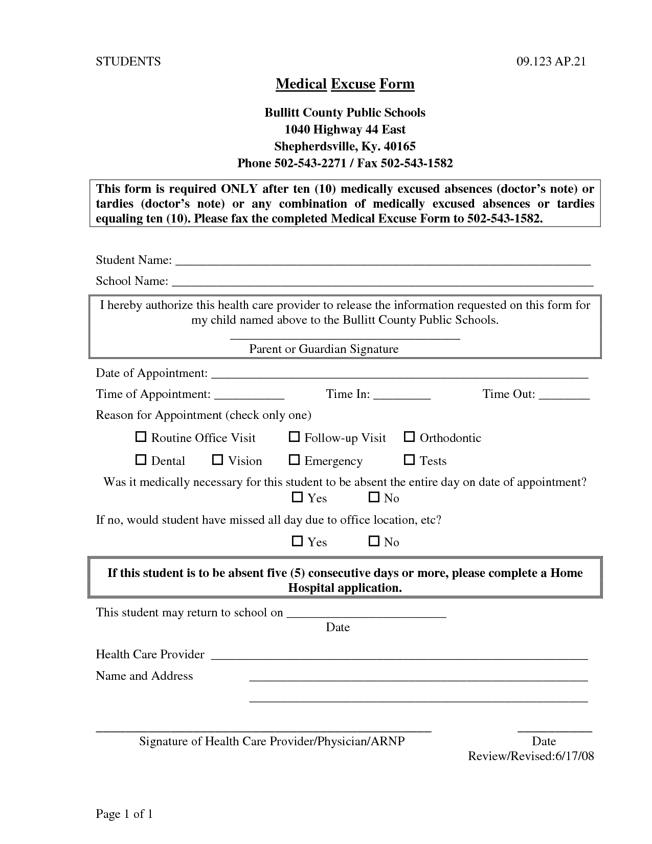 Printable Fake Doctors Note
