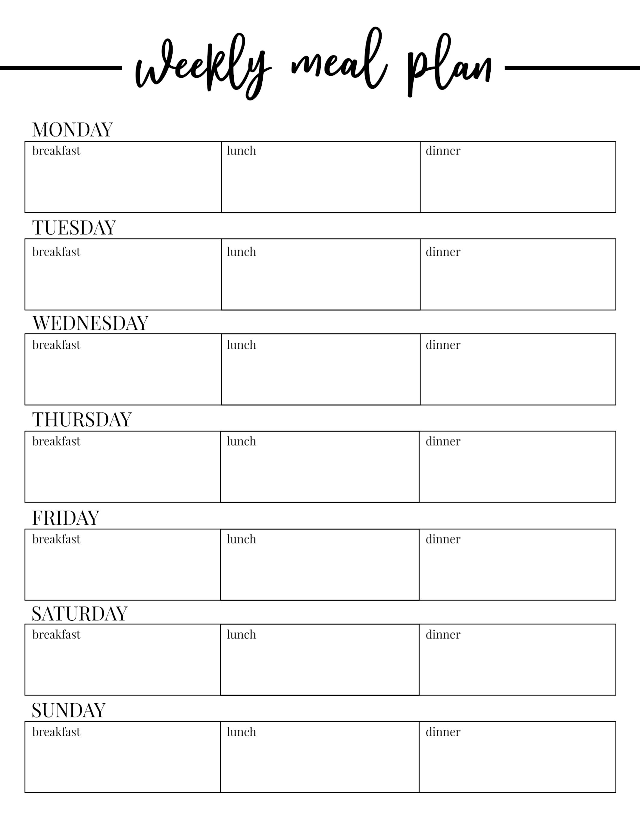Free Printable Meal Plans For Weight Loss Free Printable