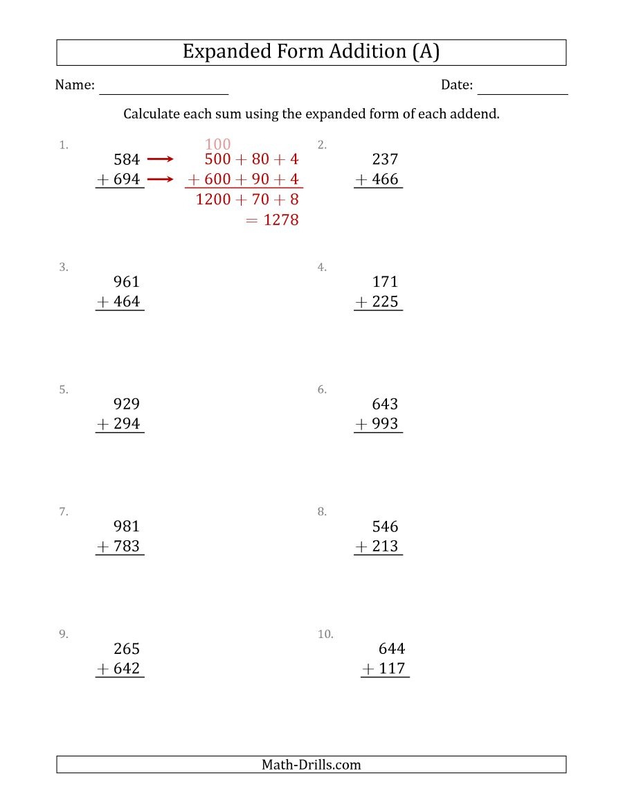 Free Printable Expanded Notation Worksheets Free Printable