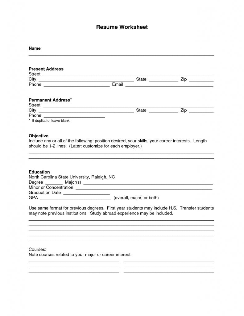 Printable Fillable Blank Resume Template Free Printable Templates