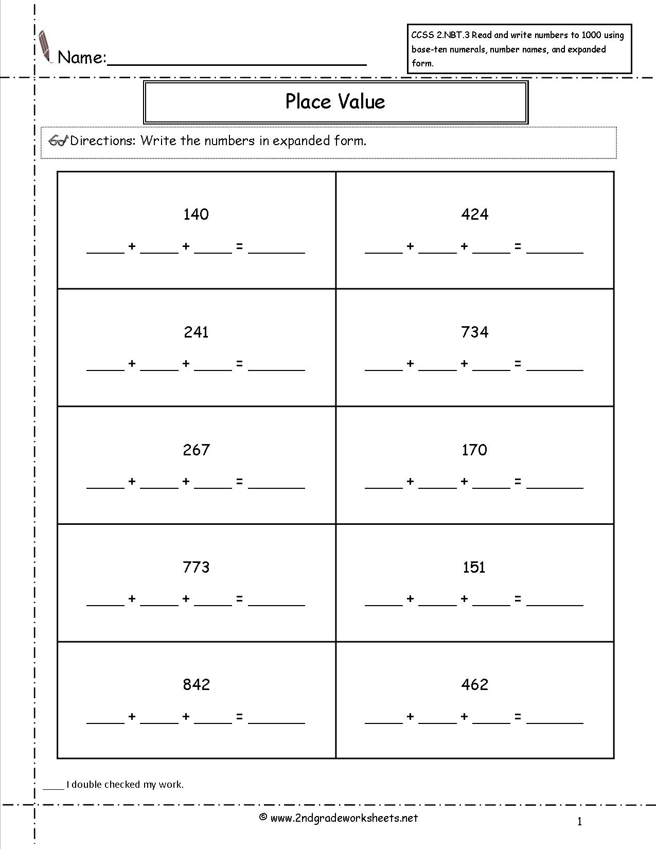Expanded Form Fill In The Chart To Show How Many Hundreds Tens And 