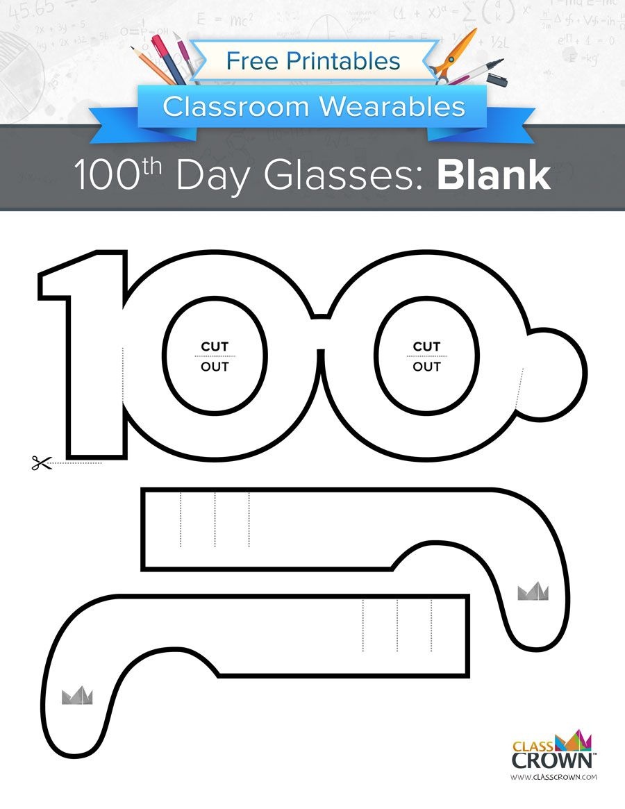 Printable 100th Day Glasses Template Printable Templates