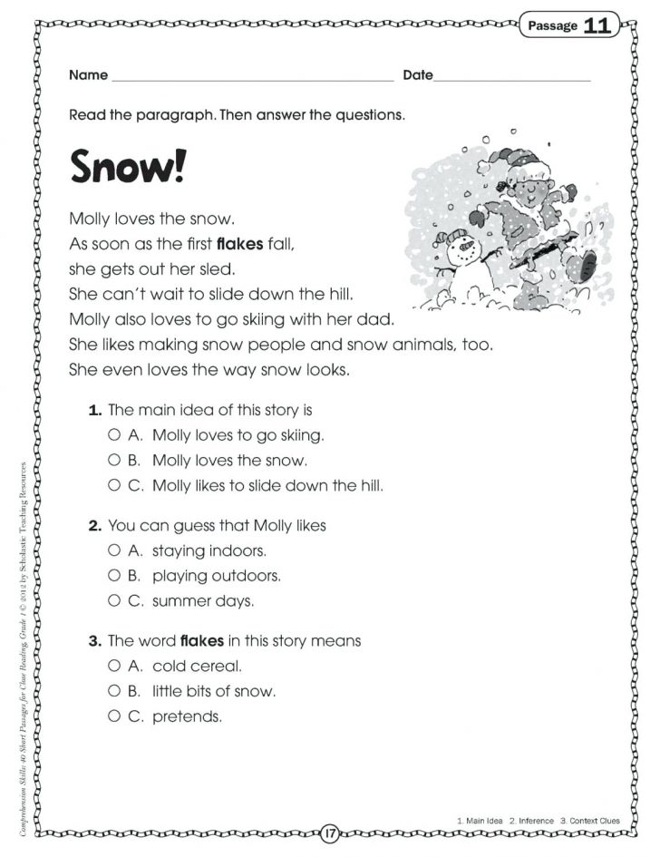 Comprehension Activities For 2Nd Grade Free Printable Reading Free
