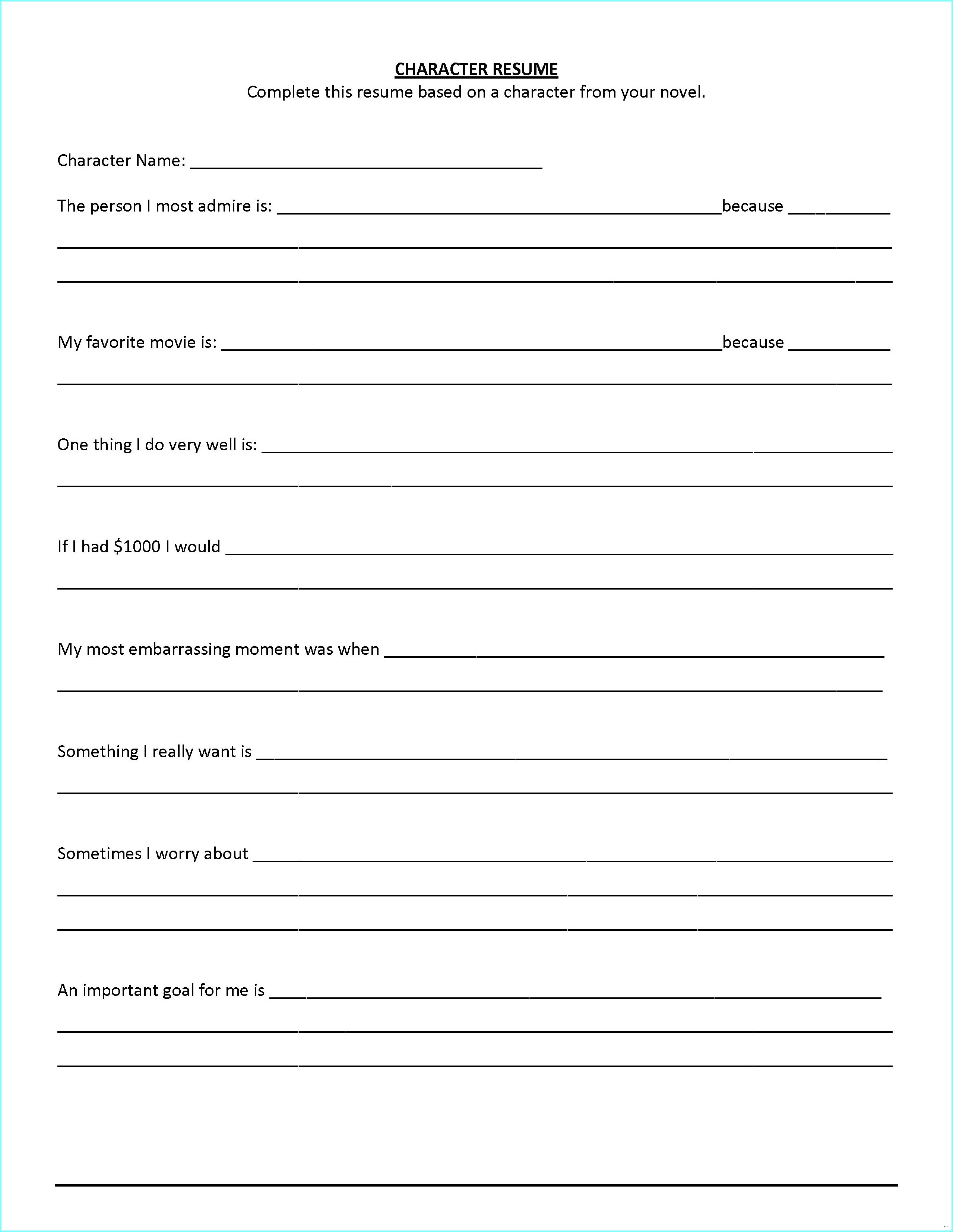Free Printable Fill In The Blank Resume Templates