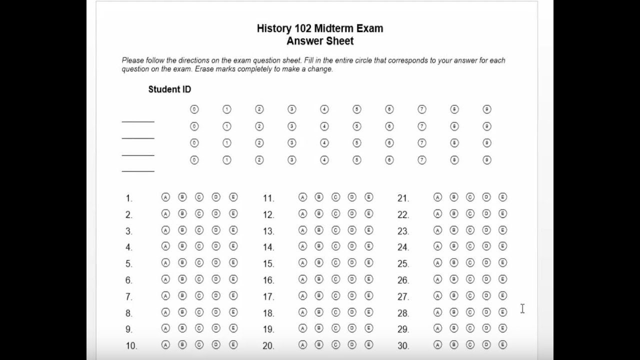 Printable 50 ion Answer Sheet Pdf Multiple Choice A B C D Free