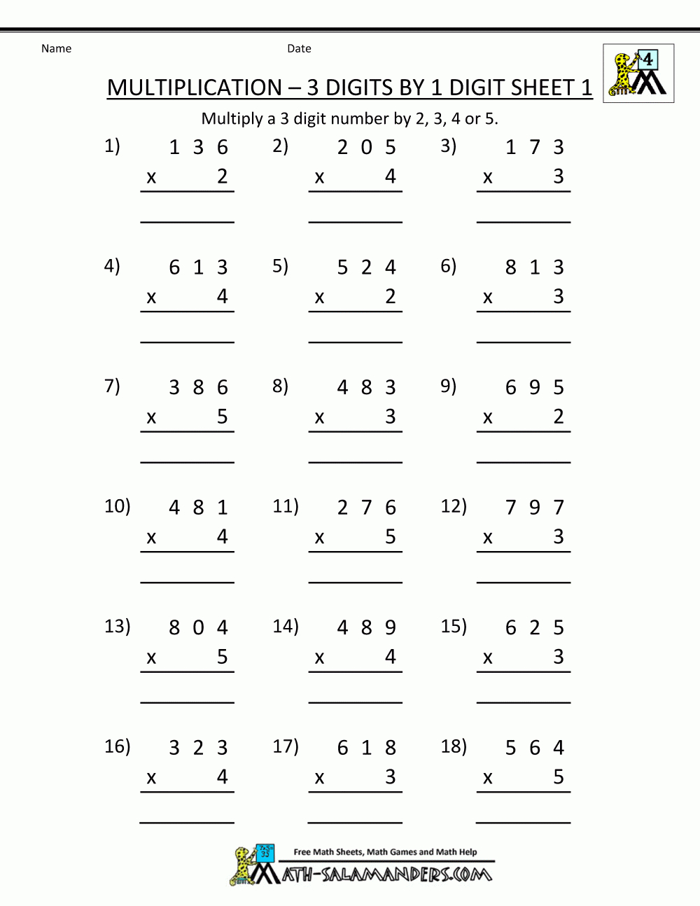 Free Printable Multiplication Sheets Free Printable Free Printable Multiplication Sheets Free Printable