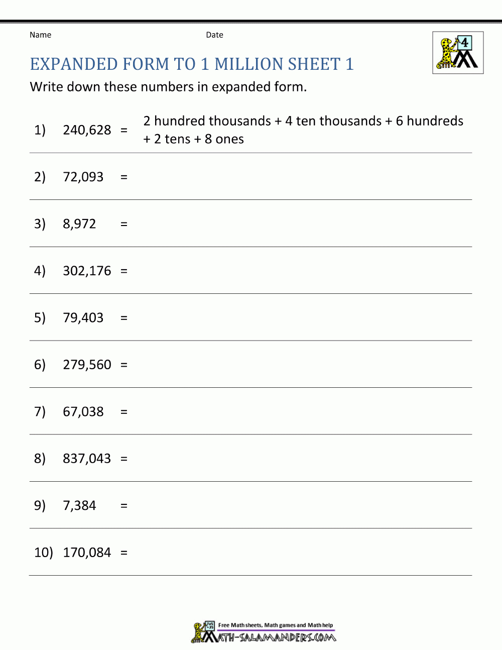 Fifth Grade Word Expanded And Standard Form Printable Worksheets Fifth Grade Word Expanded And Standard Form Printable Worksheets
