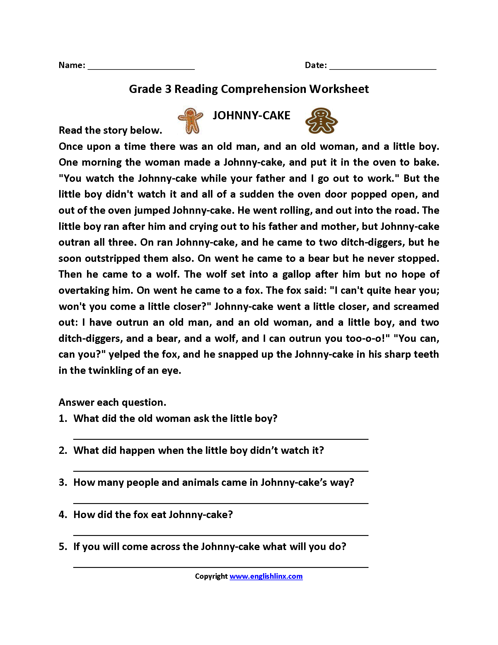 Free Printable 3Rd Grade Reading Worksheets Free Printable