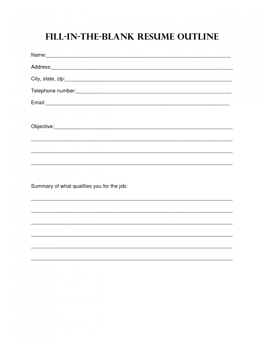Free Printable Fill In The Blank Resume Templates Free Printable