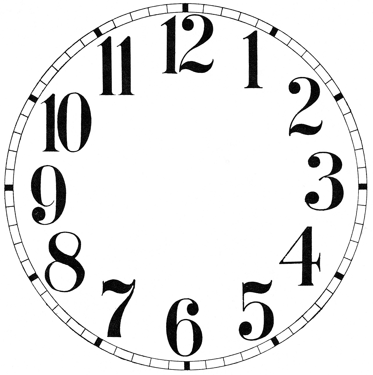 Free Clock Face Template Clock With No Hands Clipart 104075 Free 