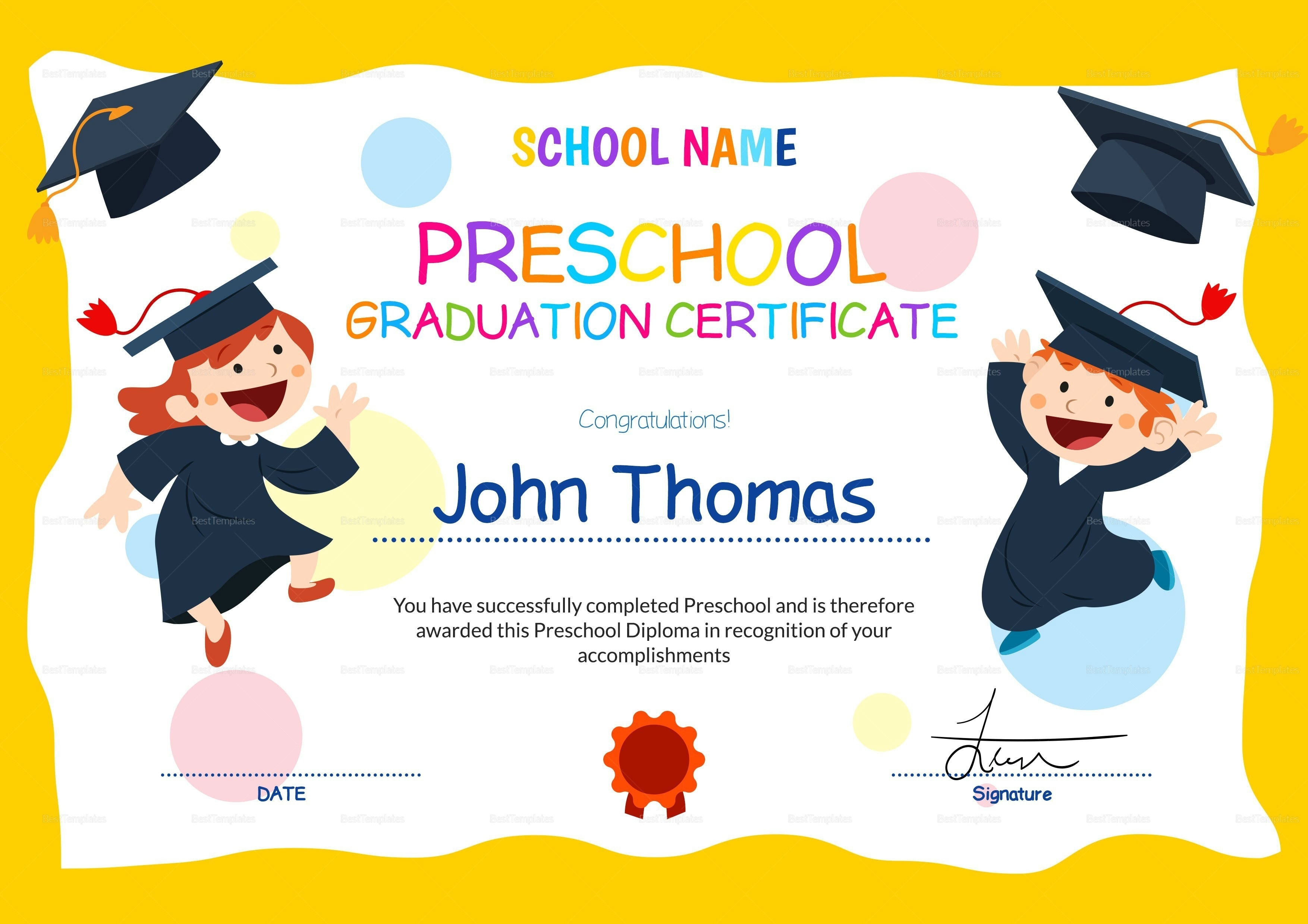 Preschool Graduation Certificate Pdf Graduation Certificate 