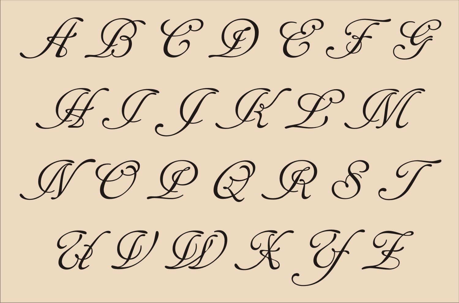 Wedding Calligraphy Uppercase Lowercase Letter Stencils A Z 1 4 To 