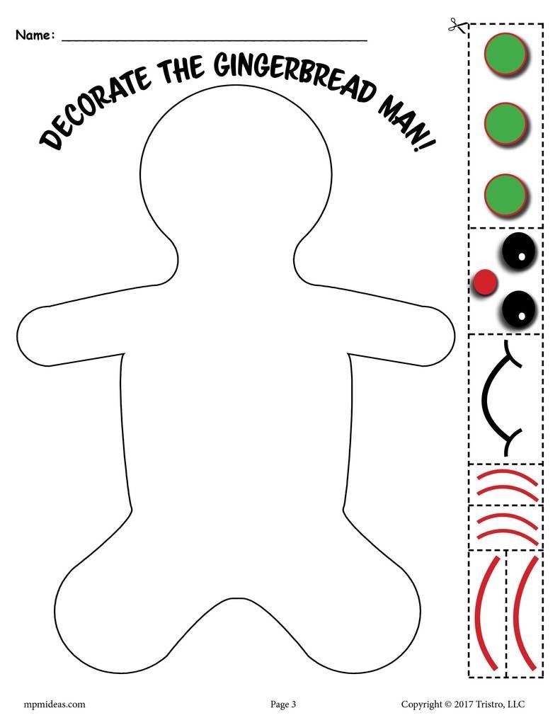 Gingerbread Man Cut And Paste Preschool Activity Moms Have Free