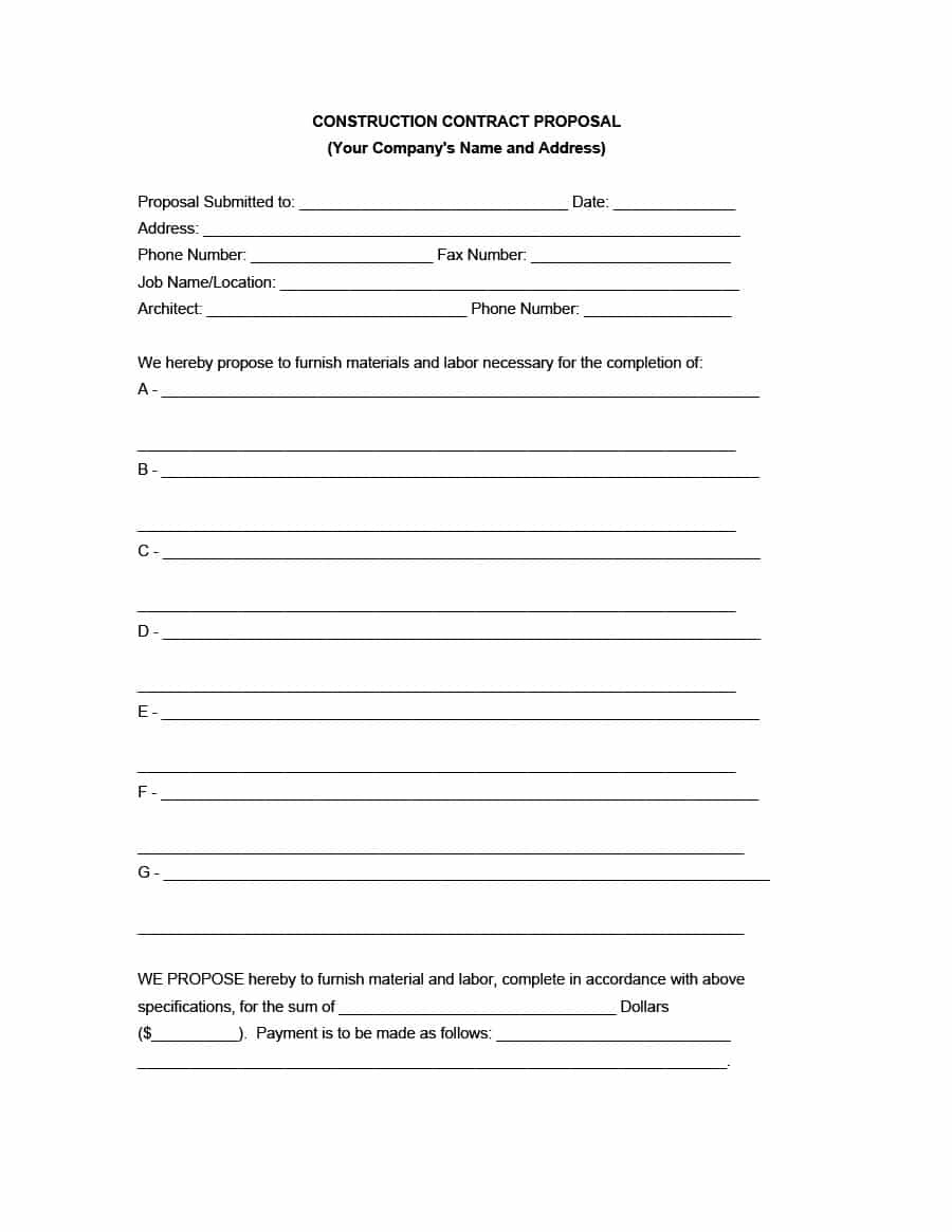 Free Printable Contractor Proposal Forms Free Printable