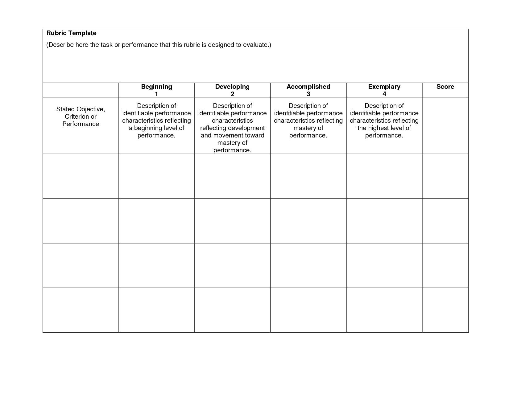 Blank Rubric Template Best Creative Template Ideas