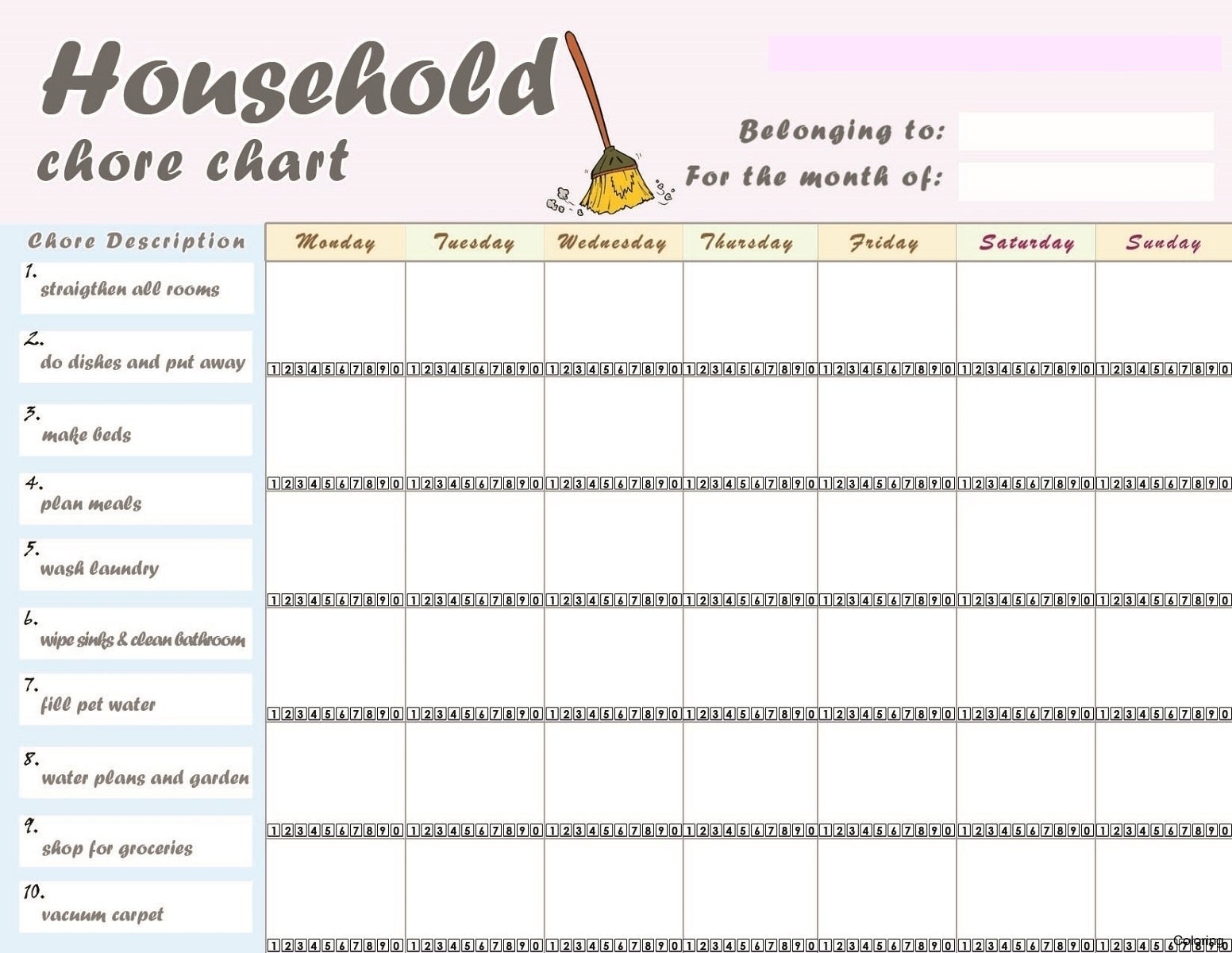 Printable Chore Charts For Adults Get Your Hands On Amazing Free 