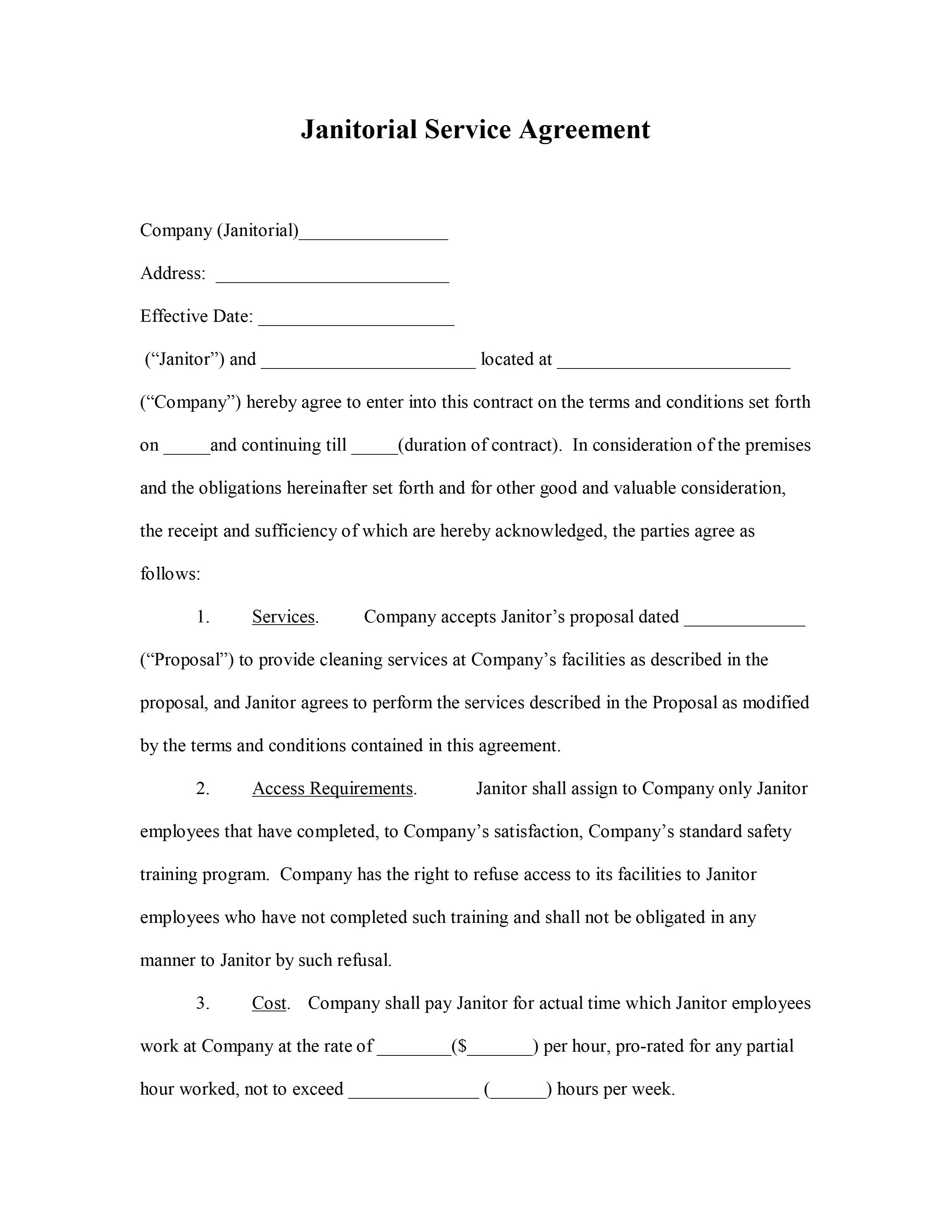 Free Printable Contractor Service Agreement Form Printable Forms Free 