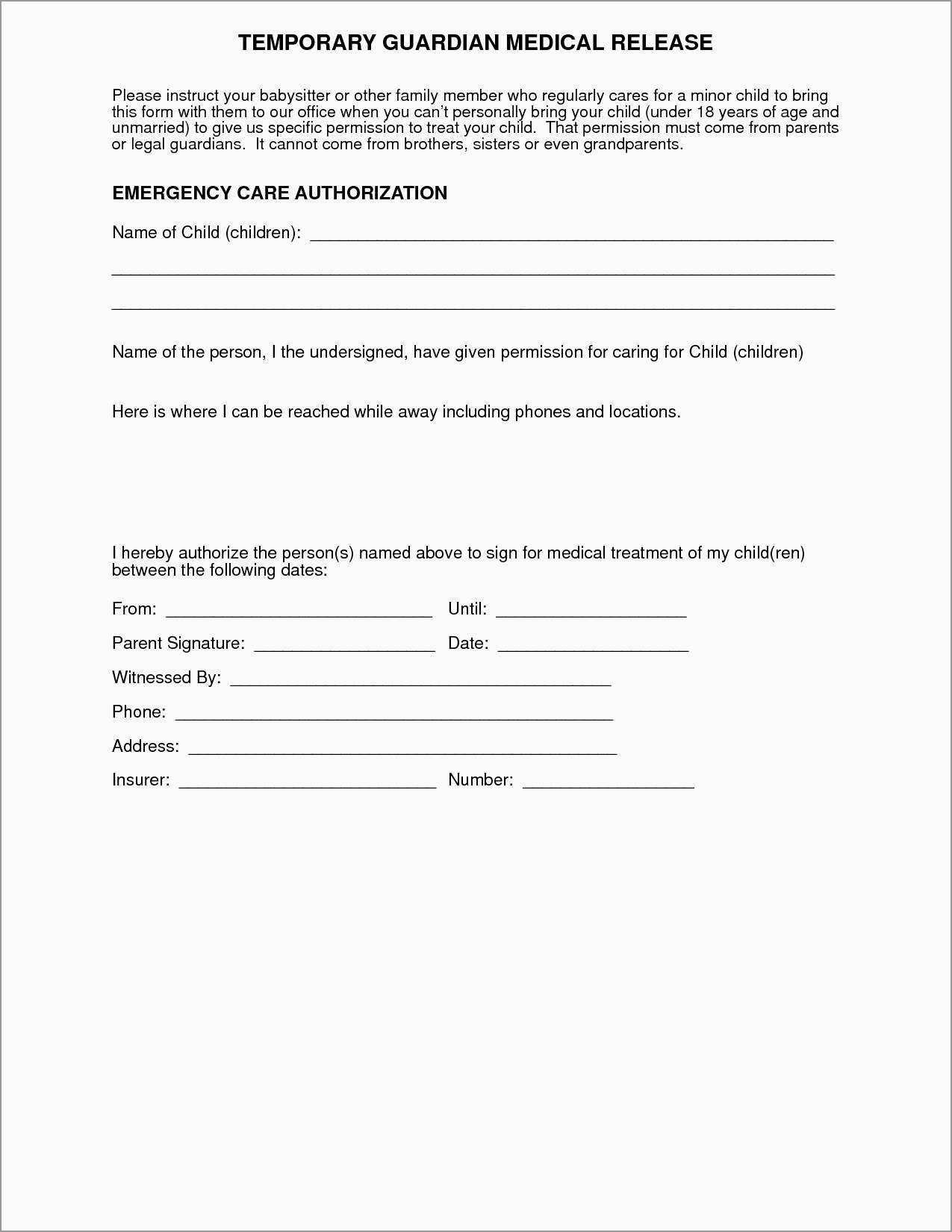 Printable Medical Consent Form Adult