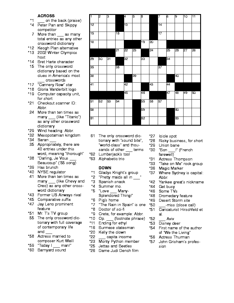 Free Printable Crossword Puzzles Medium Difficulty Free Printable