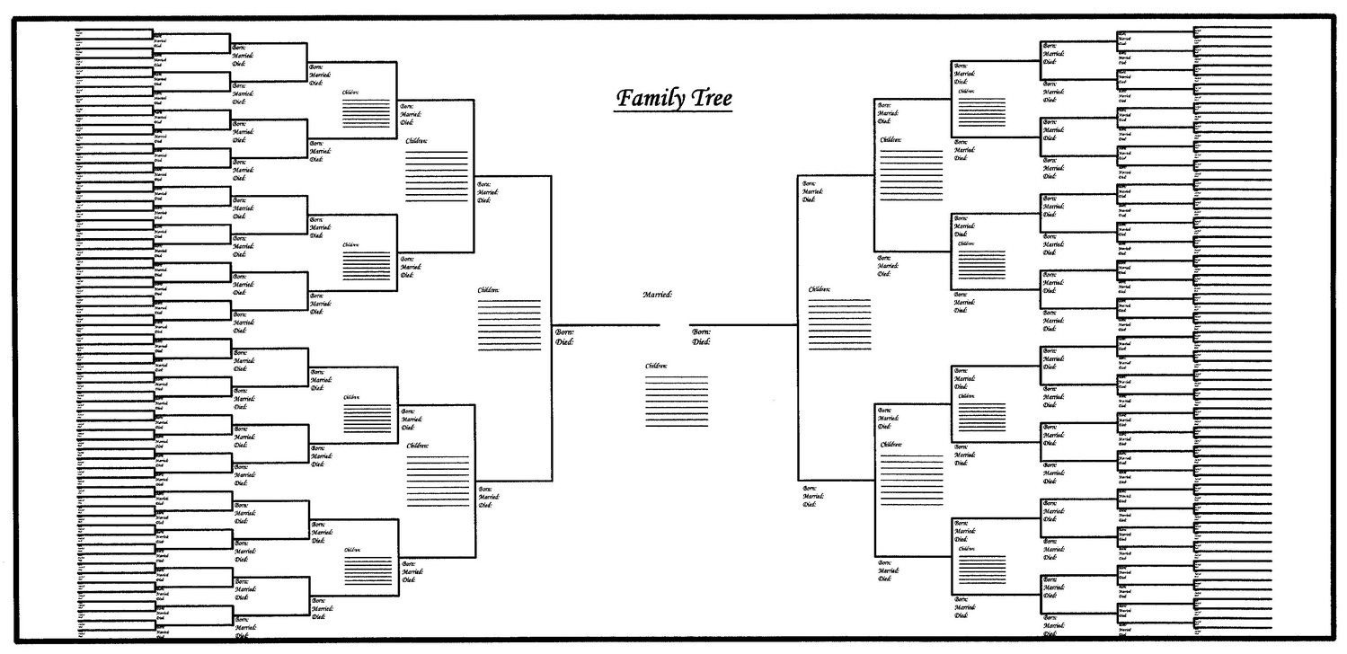 Free Printable Family Tree Chart Landscape Pdf From Vertex42 Free Printable Family Tree 