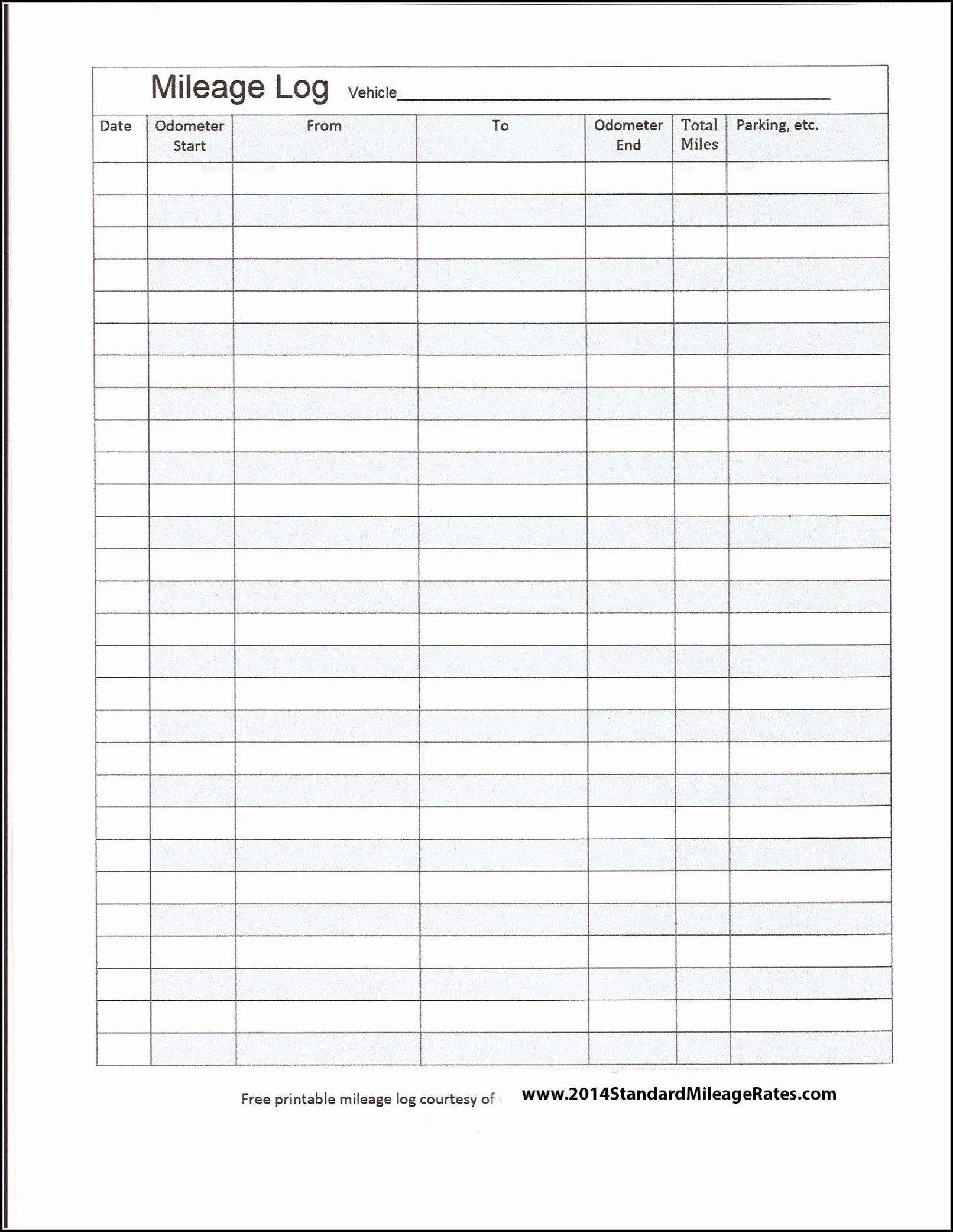 Vehicle Mileage Free Printable Mileage Log Form Printable Forms Free 