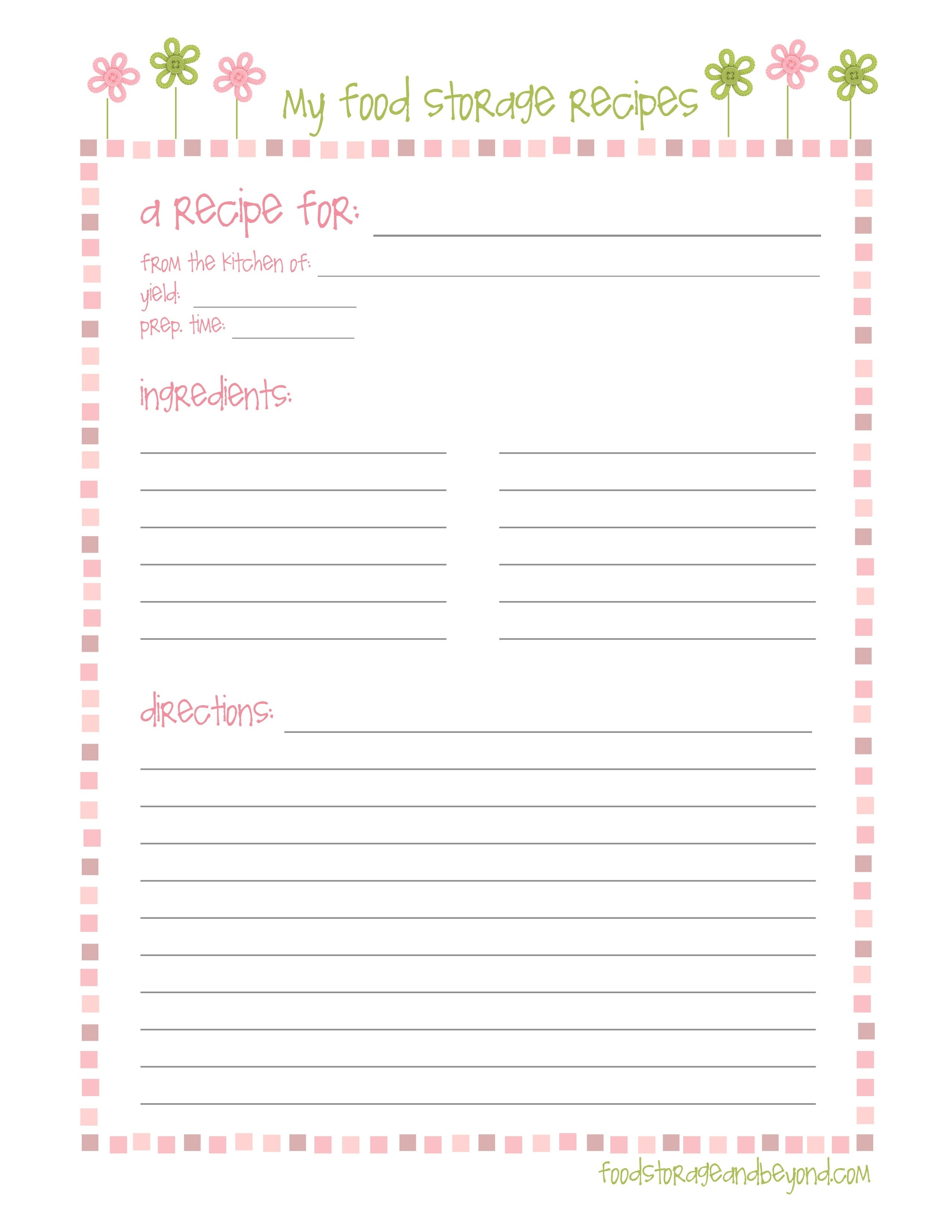 Free Printable Recipe Page Template Free Printable