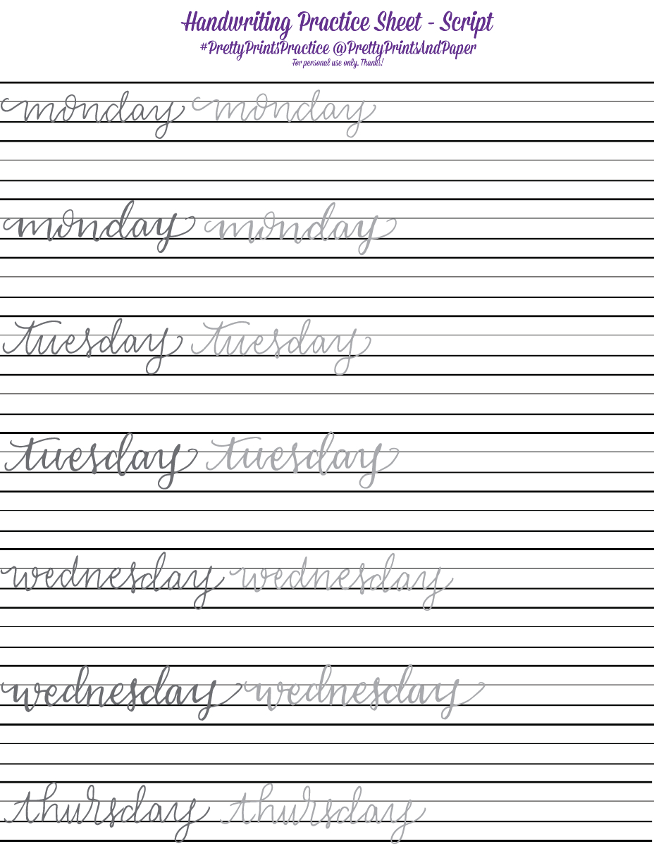 Calligraphy Practice Sheets Printable Free