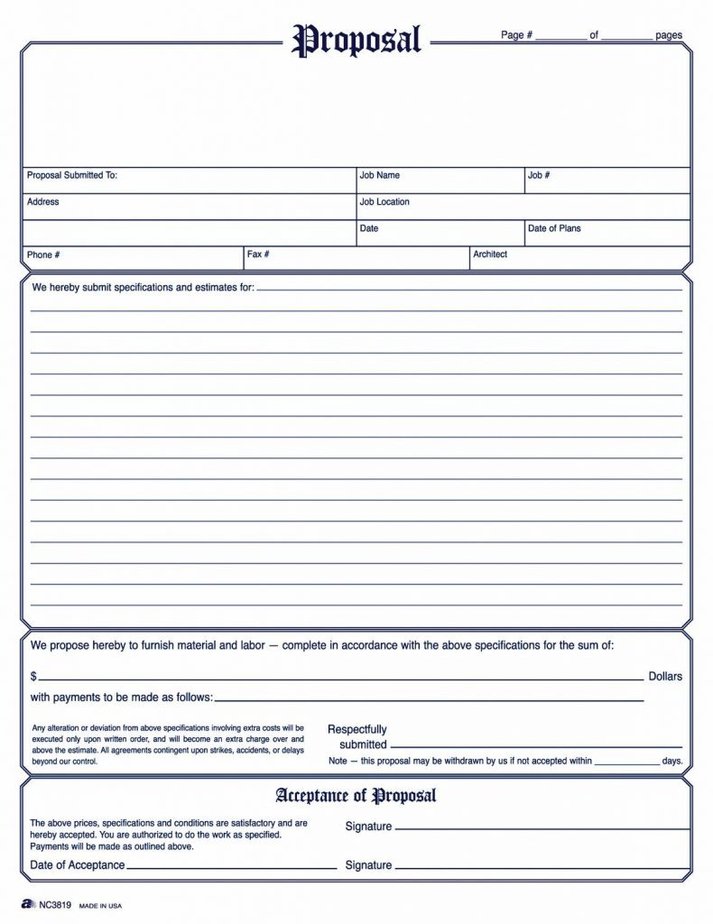 Image Result For General Contractor Forms Templates Job Proprosals 