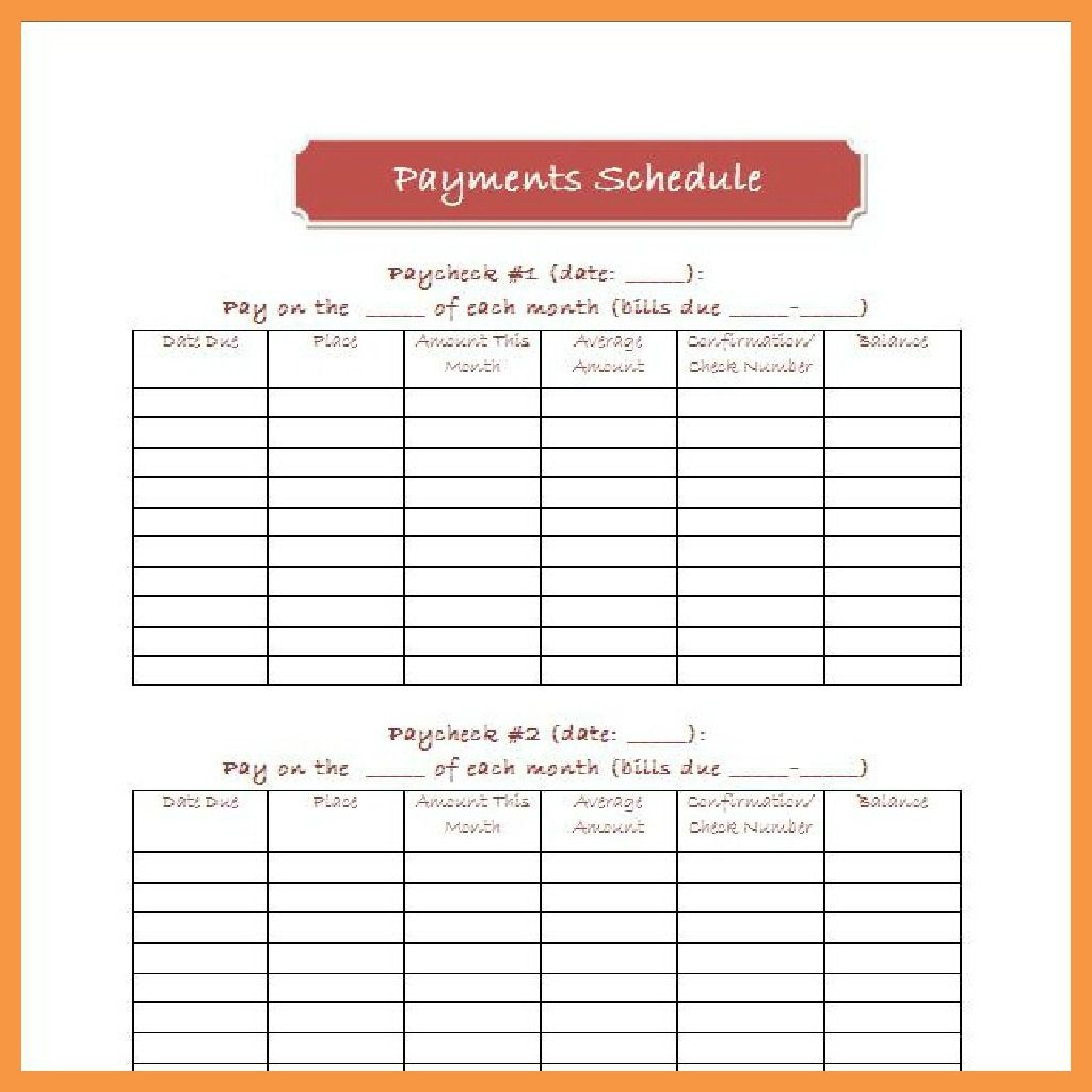 Free Monthly Payment Schedule Template Printable Templates