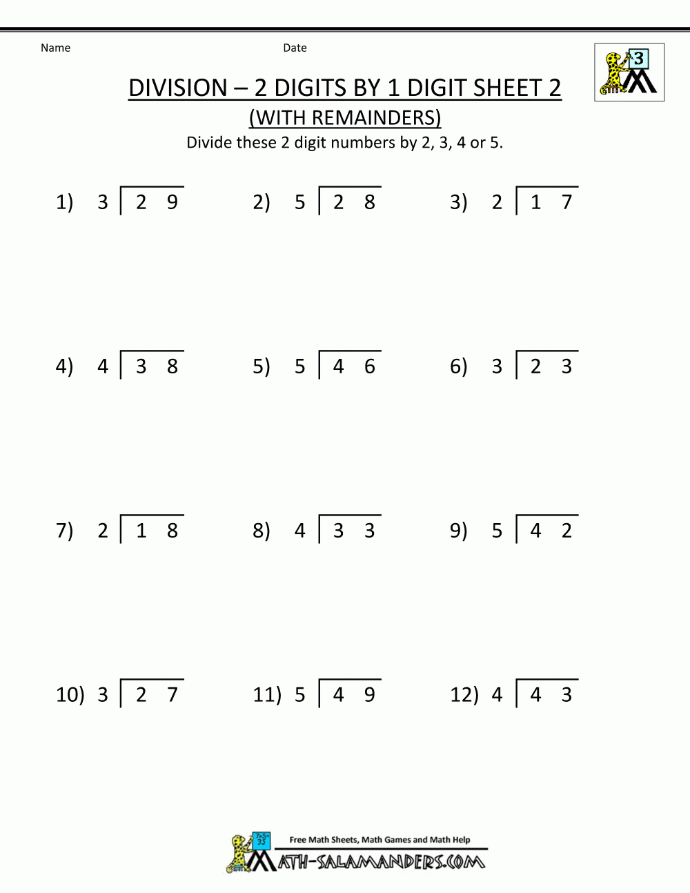 Free Printable Division Worksheets Grade 3 Free Printable