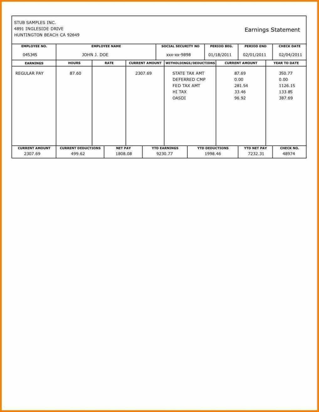 Free Printable Check Stub Generator