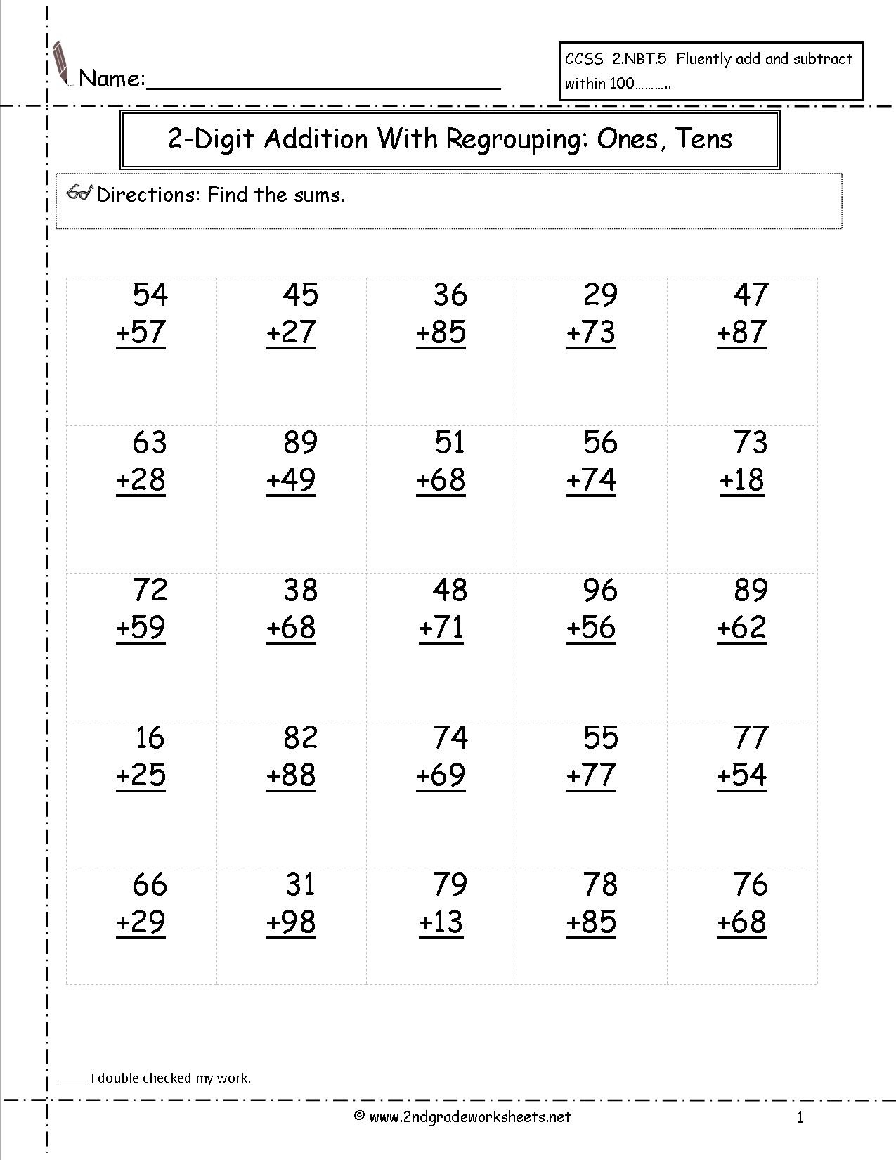 Free Printable Two Digit Addition Worksheets Free Printable